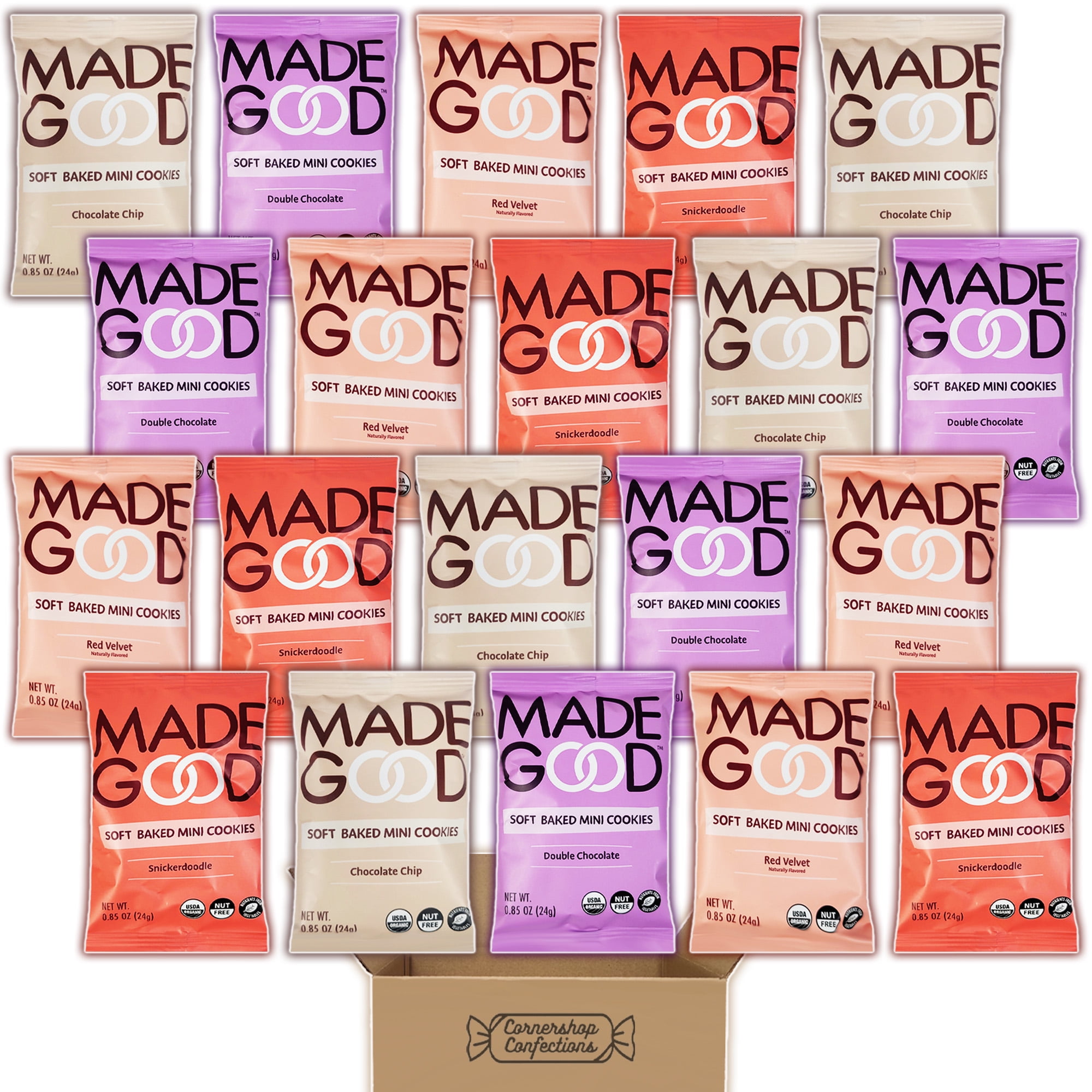 MadeGood Soft Baked Mini Cookies Variety Pack - 4 Flavors - Chocolate ...