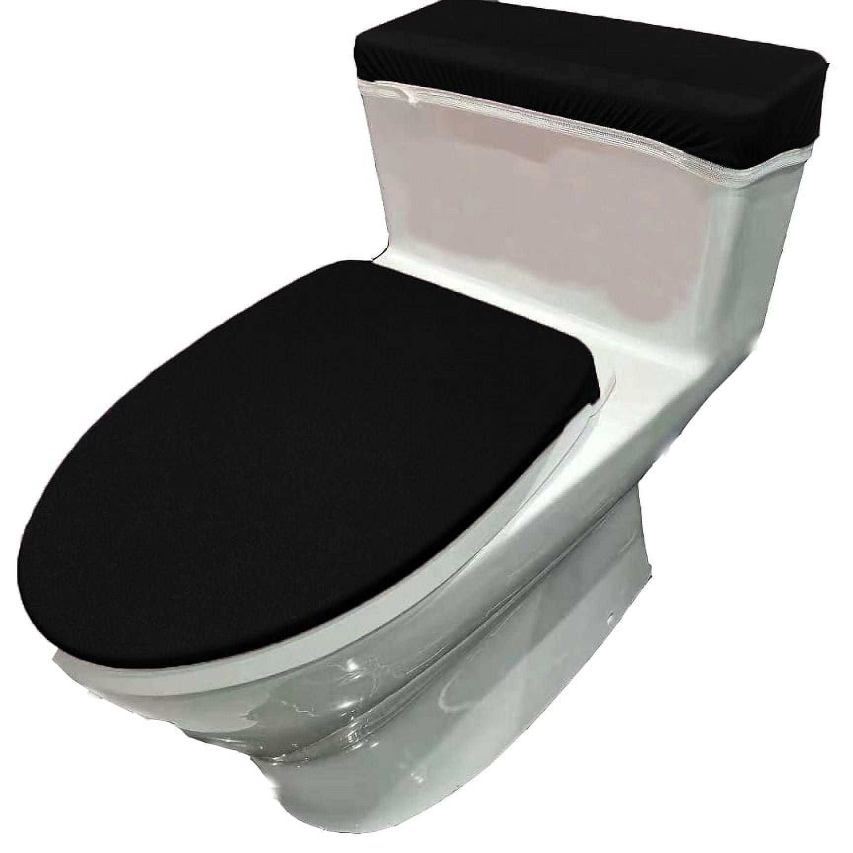 Madeals Washable Toilet Lid and Tank Cover Set for Bathroom, Black ...