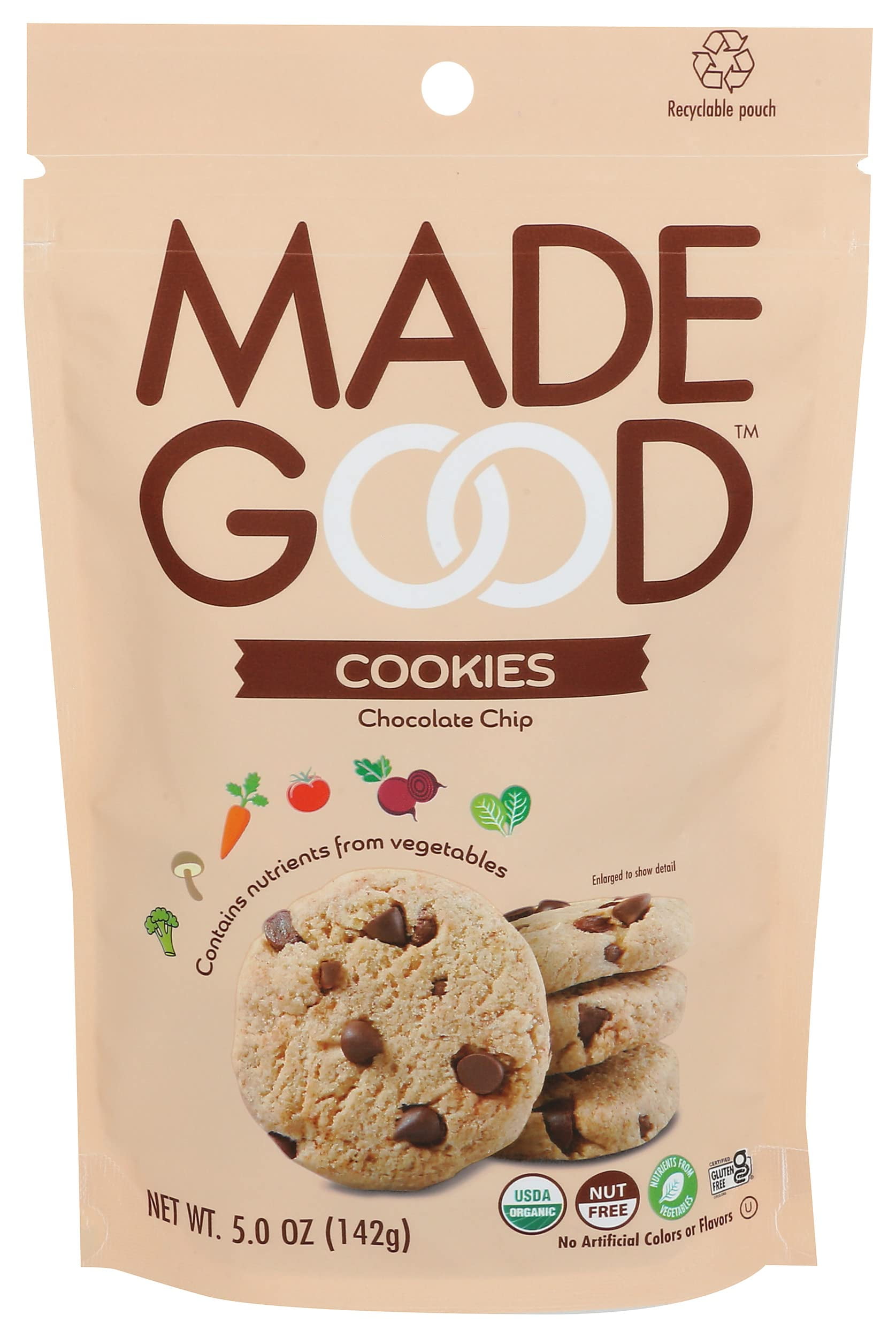 MadeGood Organic Chocolate Chip Cookies, Gluten-Free Vegan Snacks, 5 Oz ...