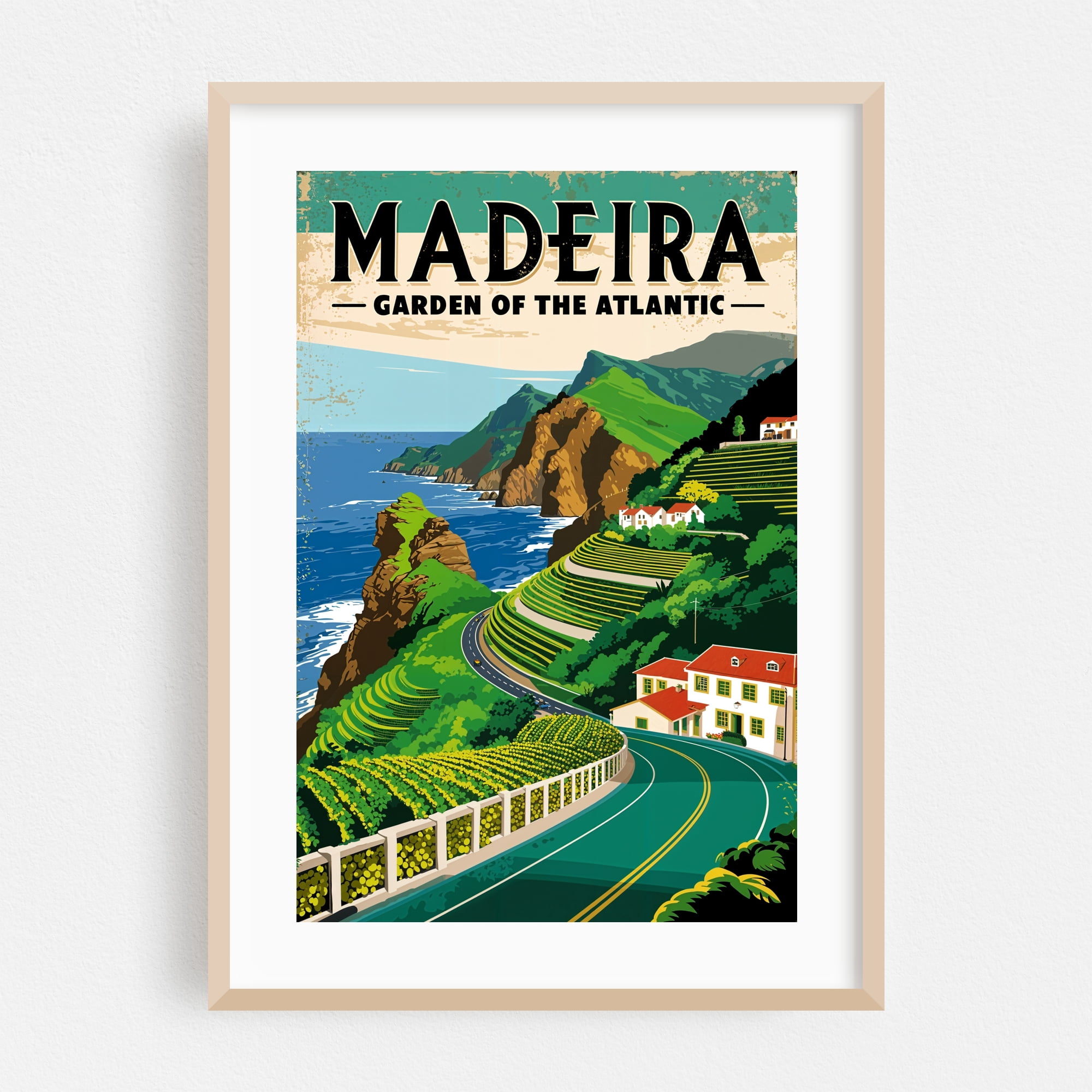 Madeira Vintage Poster – Lush Island Art Print - Madeira Portugal ...