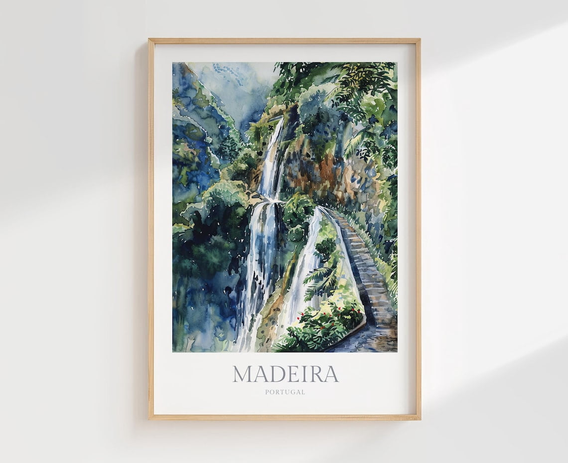 Madeira Wall Decor Poster Portugal Waterfall Poster, Unframed Size ...