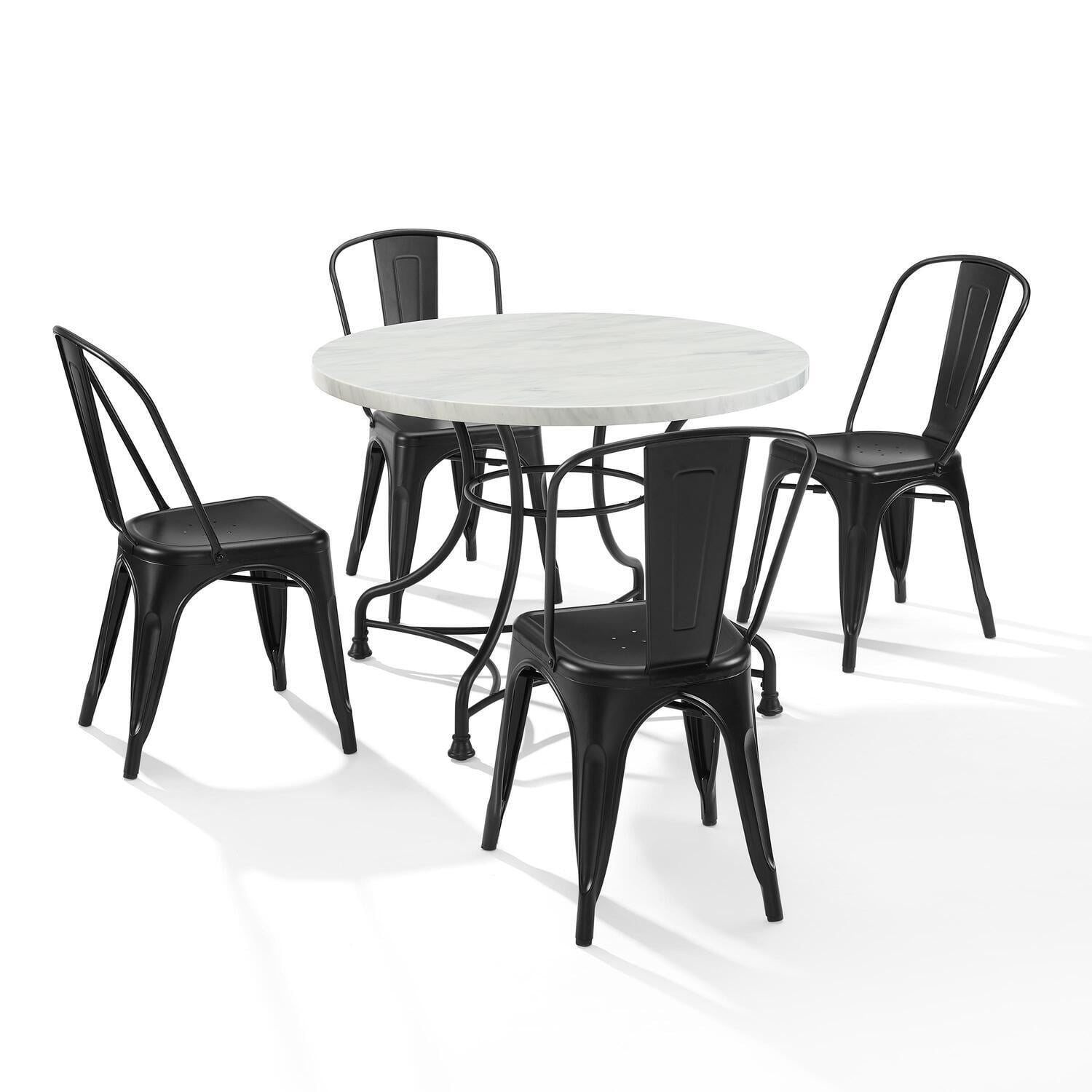 Madeleine 40" 5Pc Dining Set W/Amelia Chairs Matte Black - Table 4 ...