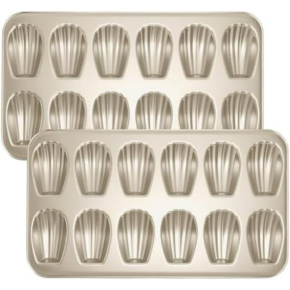 Madeleine Pans Set of 2, Nonstick 12-Cavity Madeleines Mold Cookie Tray ...