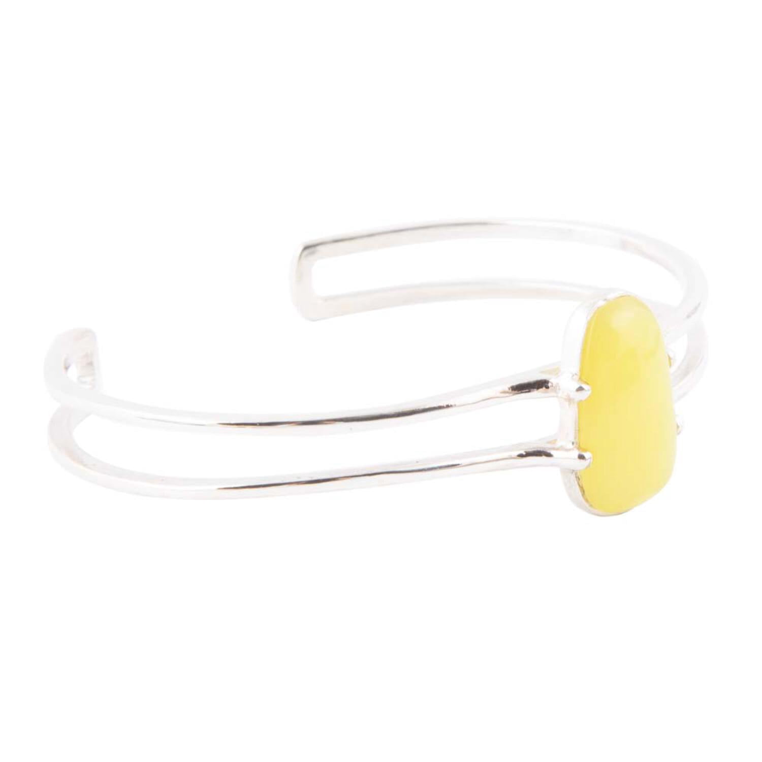 Madeleine Yellow Jade Sterling Silver Cuff Bracelet - Walmart.com