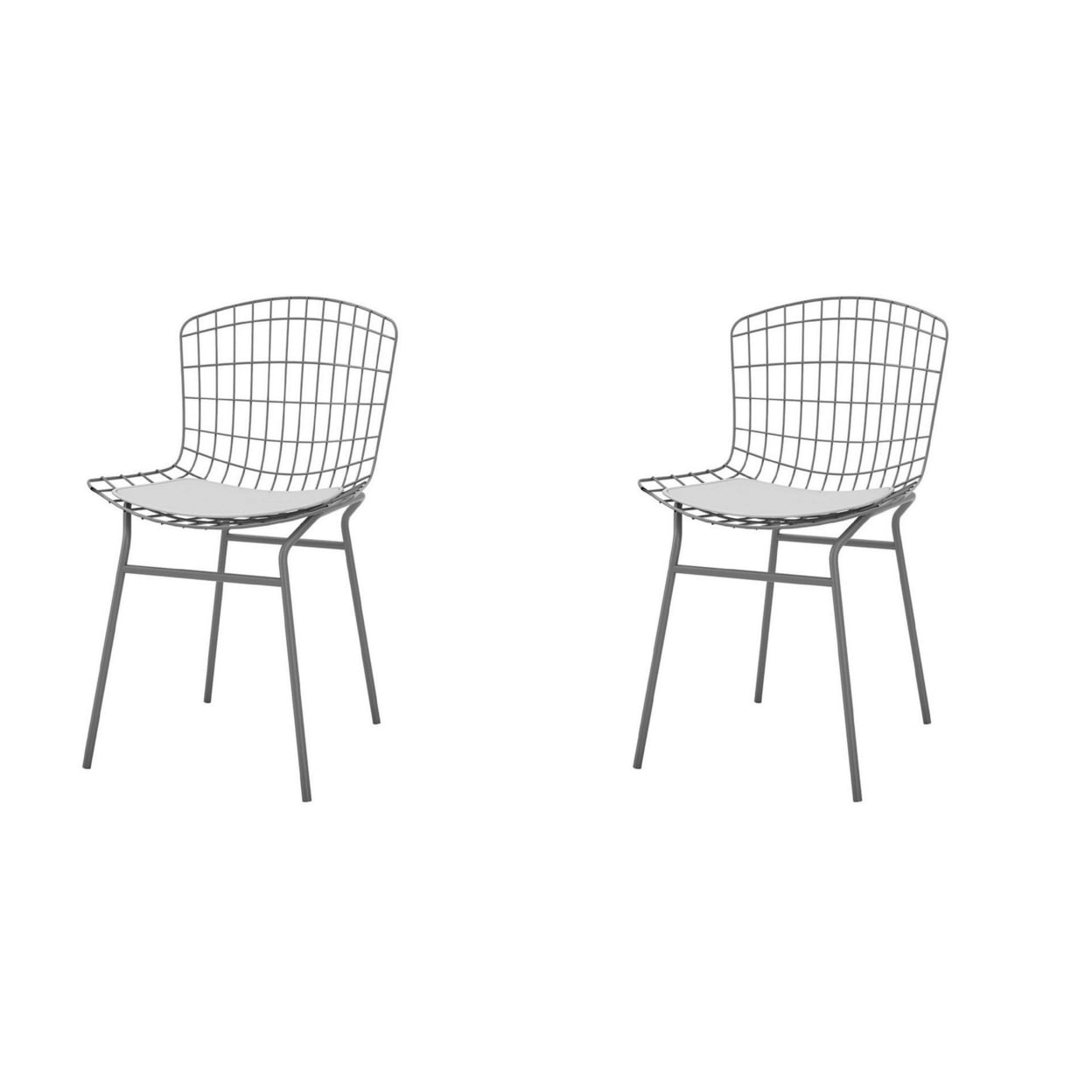 Madeline Chair, Set of 2 with Seat Cushion in Charcoal Grey and White ...