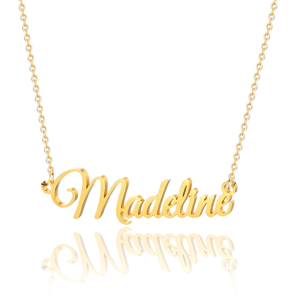 Madeline Name Necklace Personalized, Gold Plated Custom Name Necklace ...