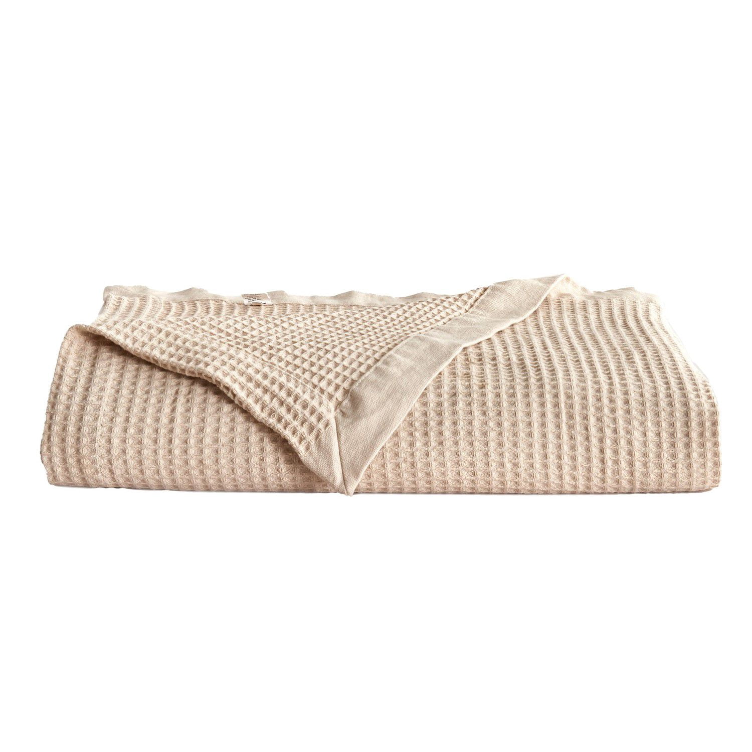 Madelinen® Mikala Waffle Weave Cotton Blanket Color: Taupe Size: FULL ...
