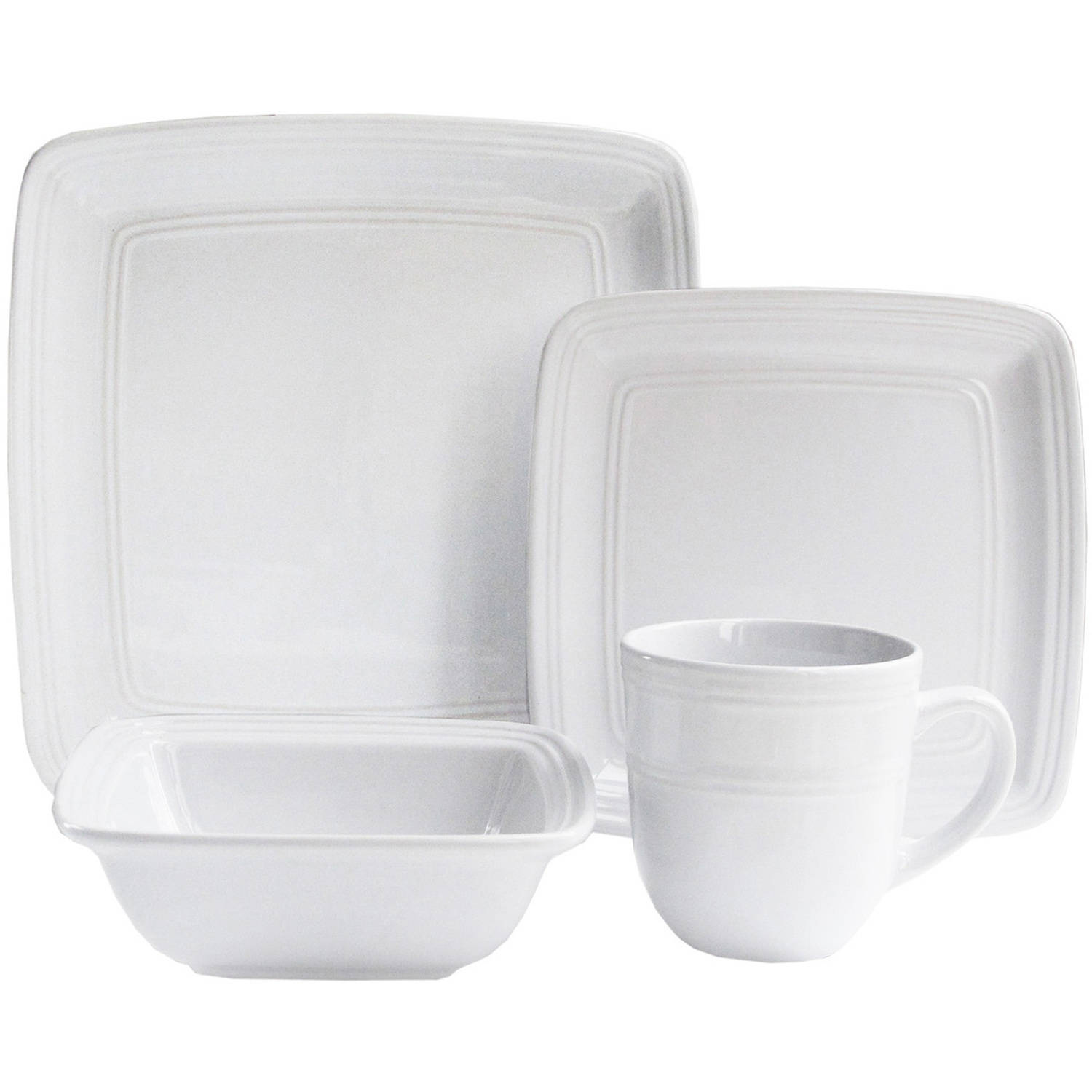 American Atelier, Square, Madelyn White Stoneware Dinnerware Set, 16 ...