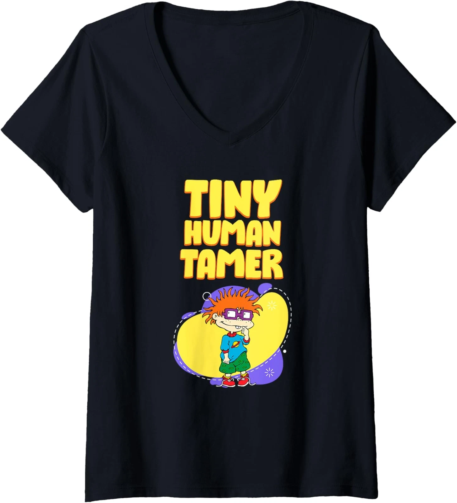 Mademark x Rugrats - Womens Tiny Human Tamer - Chuckie Finster V-Neck ...