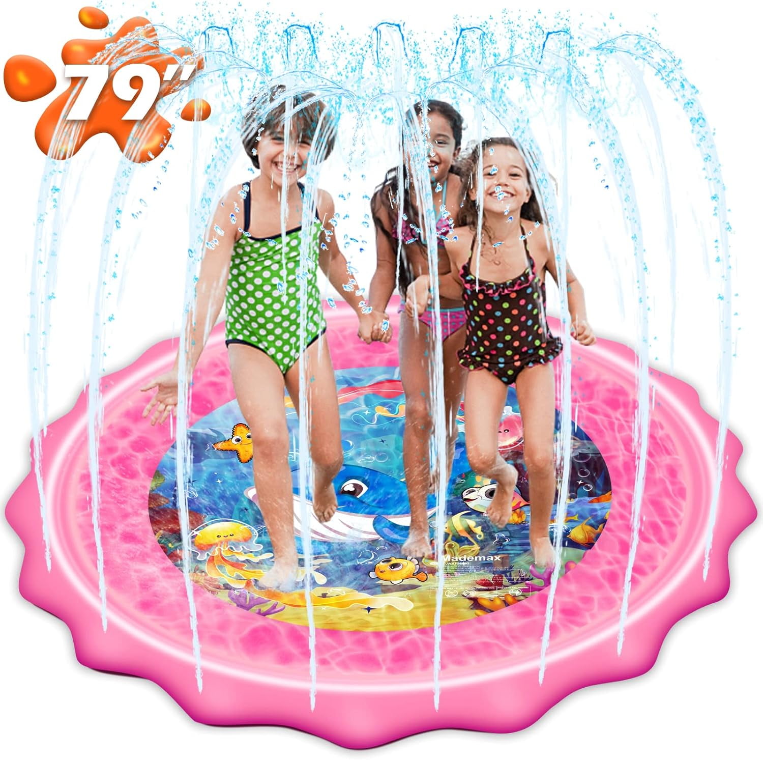 Mademax Upgraded 67" Splash Pad, Sprinkler & Splash Play Mat, Inflatable Summer Outdoor ...