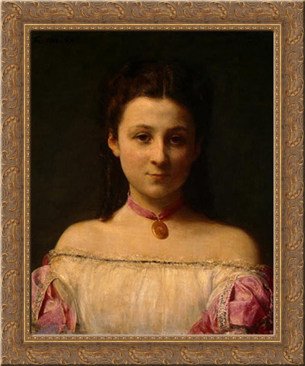 Mademoiselle de Fitz-James 20x23 Gold Ornate Wood Framed Canvas Art by ...