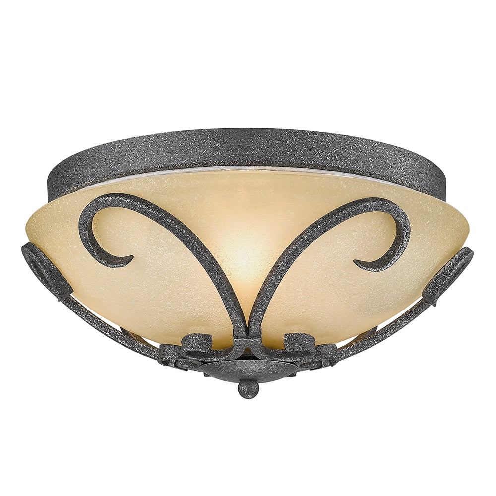 Madera Flush Mount in Black Iron with Toscano Glass - Walmart.com