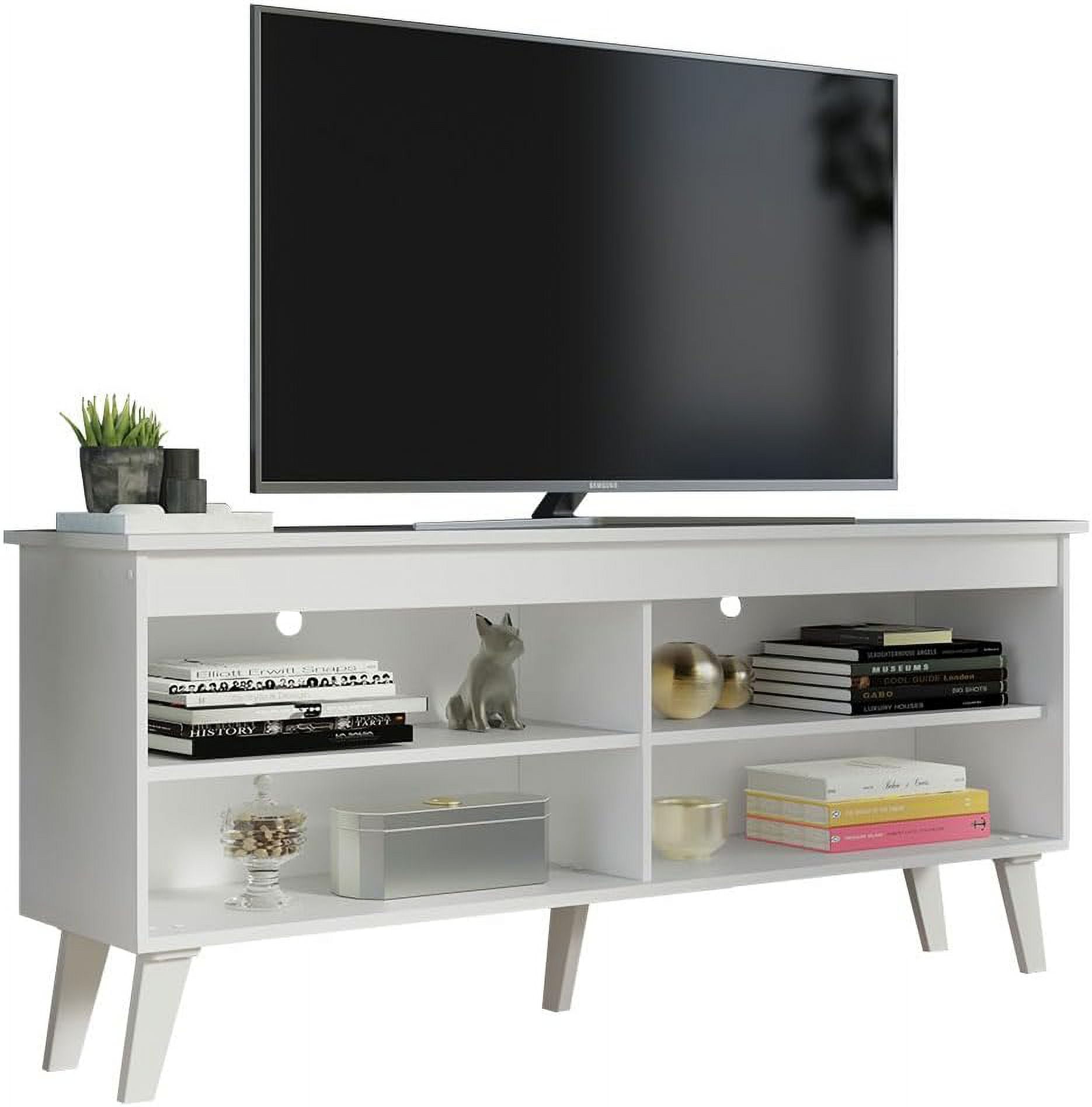 Madesa Compact TV Stand Cabinet with 4 Shelves and Cable Management for ...