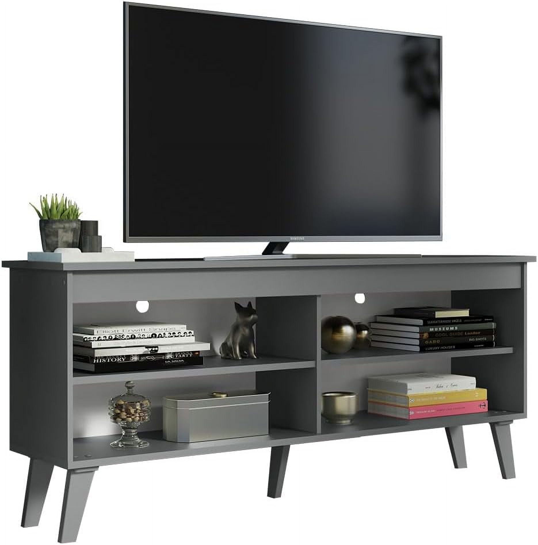 Madesa Compact TV Stand Cabinet with 4 Shelves and Cable Management for ...