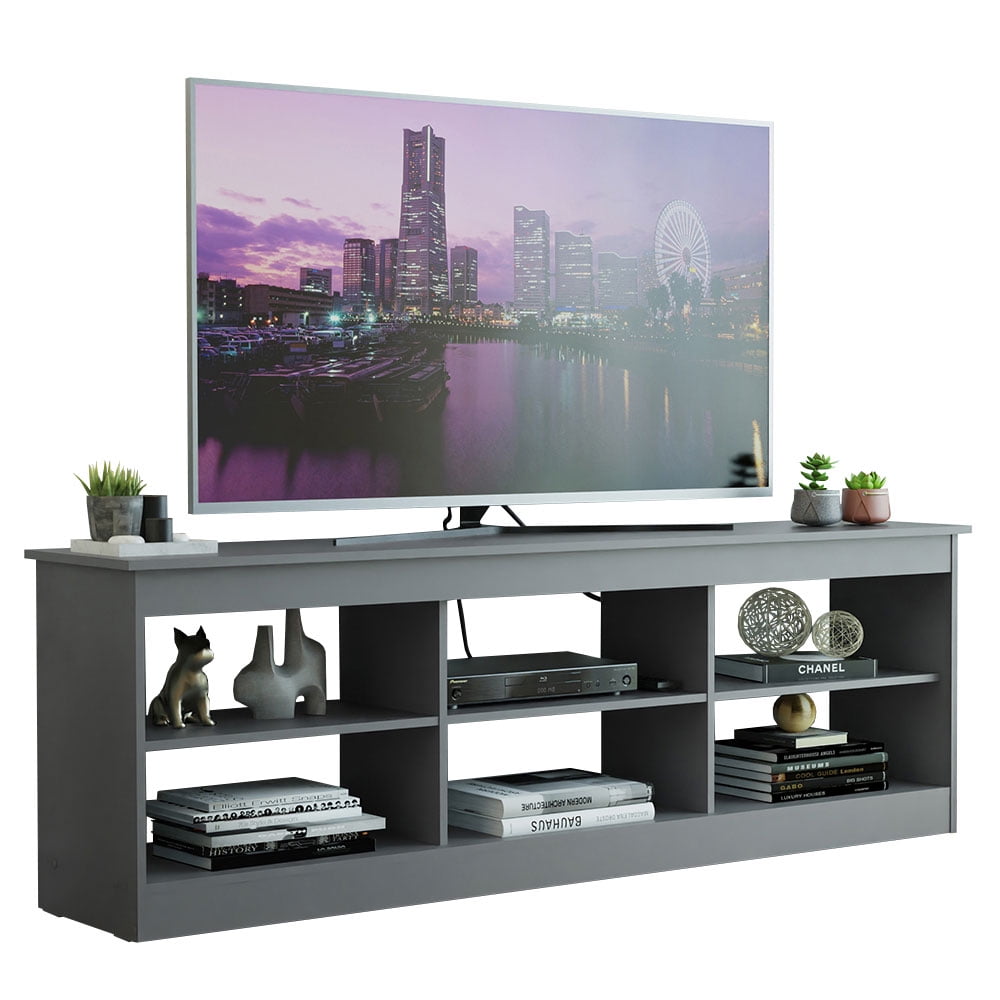 Madesa TV Stand Entertainment Center TV Bench with 6 Open Shelves Easy ...