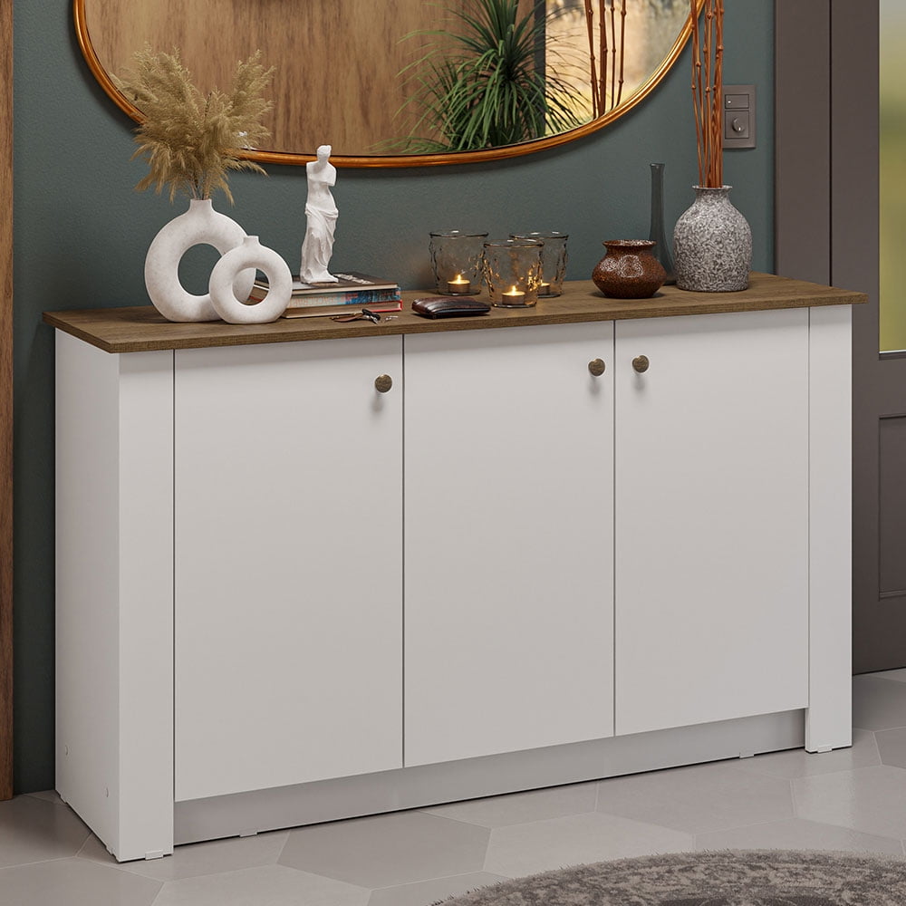 Madesa Entryway Storage Cabinet with 3 Doors – Wooden Cabinet Unit for ...