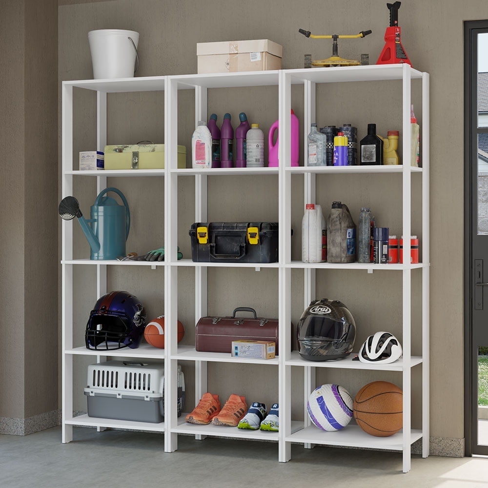 Madesa Garage Storage Cabinet with 15 Open Shelves, 70" Tool Organizer ...