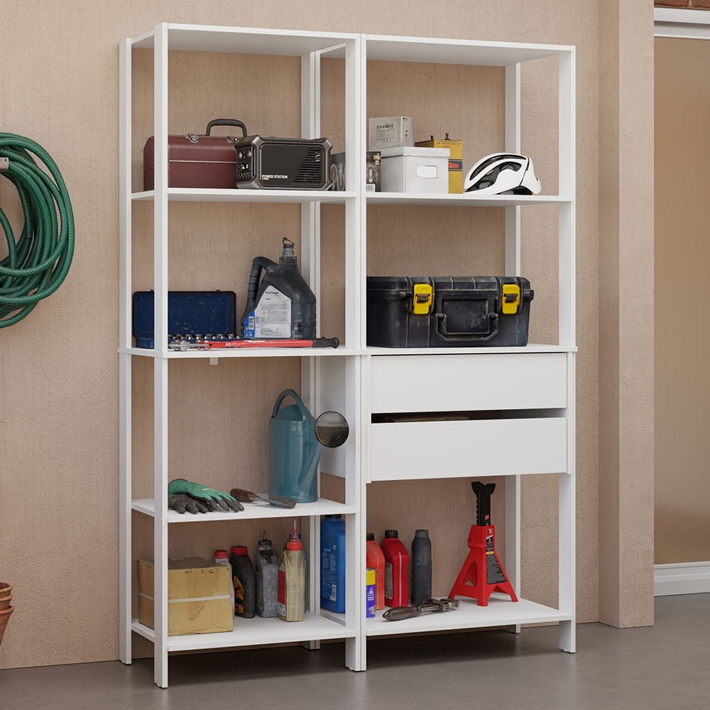Madesa Garage Storage Rack with 2 Drawers and Open Shelves 51"L ...