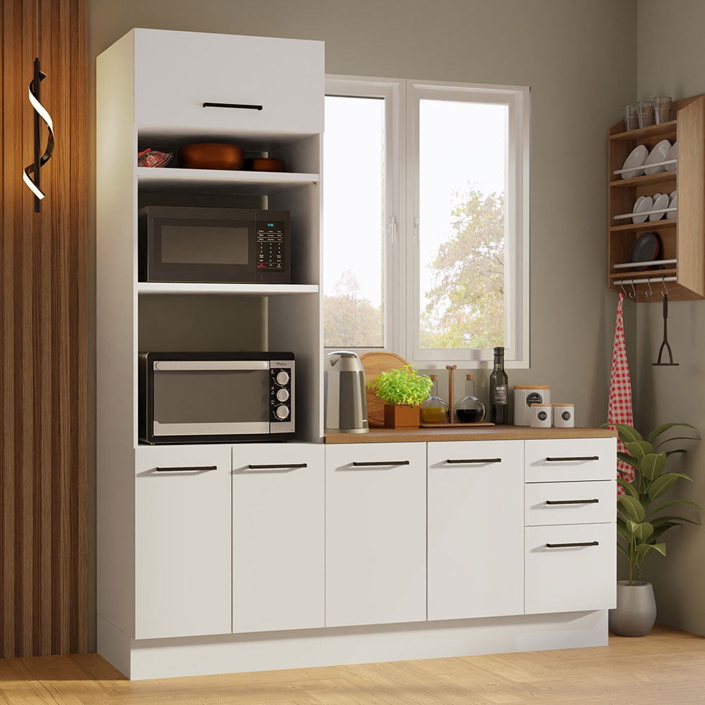 Madesa Hazel 2-Piece Kitchen Storage Set with 3 Door Pantry Cabinet and ...