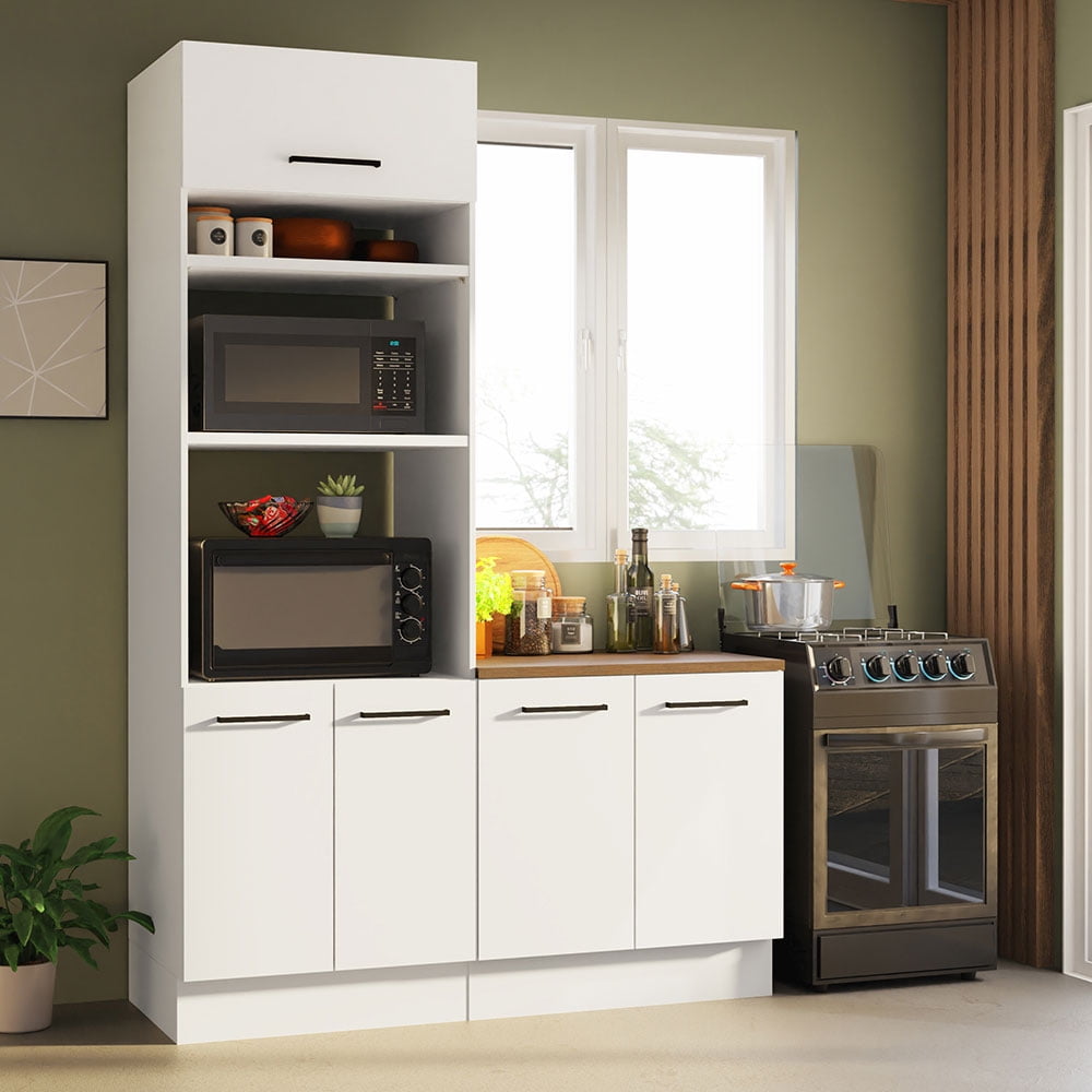 Madesa Hazel 2-Piece Kitchen Storage Set with 3 Doors 3 Shelves Pantry ...