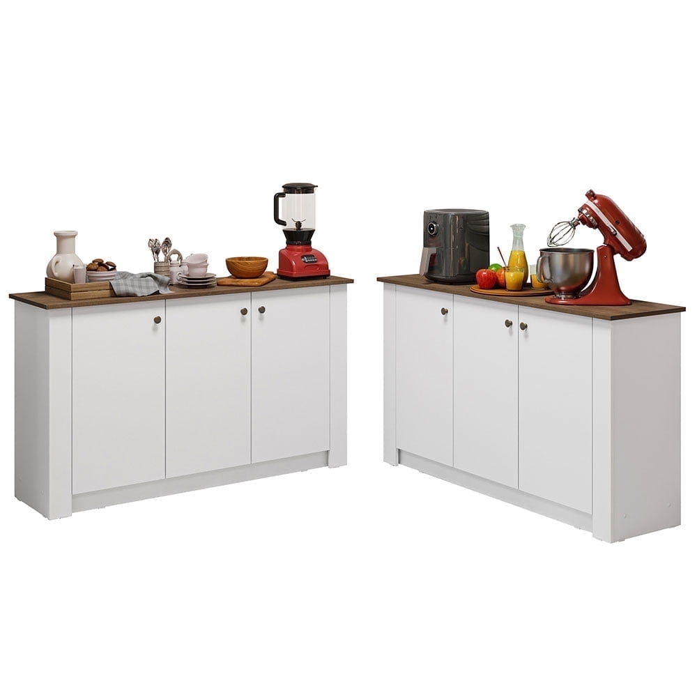 Madesa Kitchen Set 2 Buffet Cabinet with 6 Doors, Pantry Storage for ...