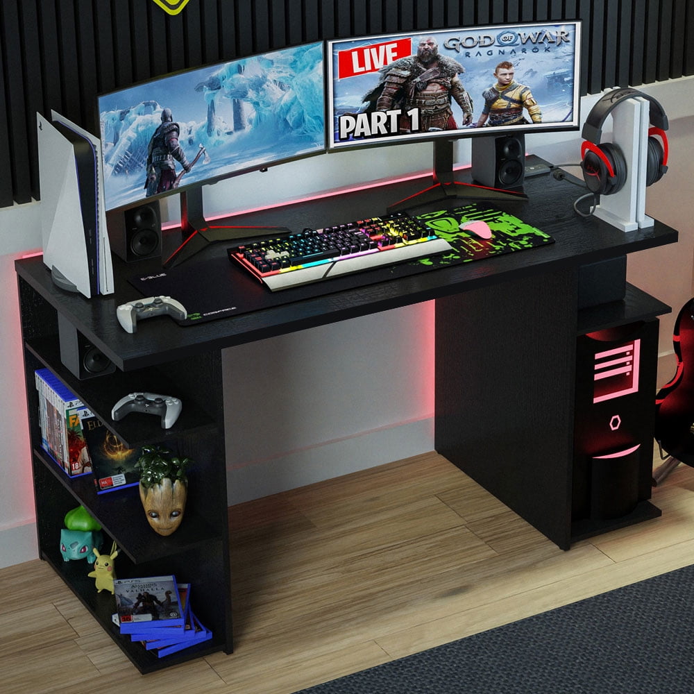 Madesa Large Storage Gaming Desk, 53 inch, Home Office Workstation ...
