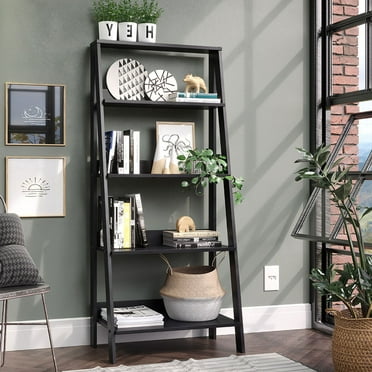 Gymax 3 Tier Book Shelf Leaning Wall Ladder Storage Rack Display ...