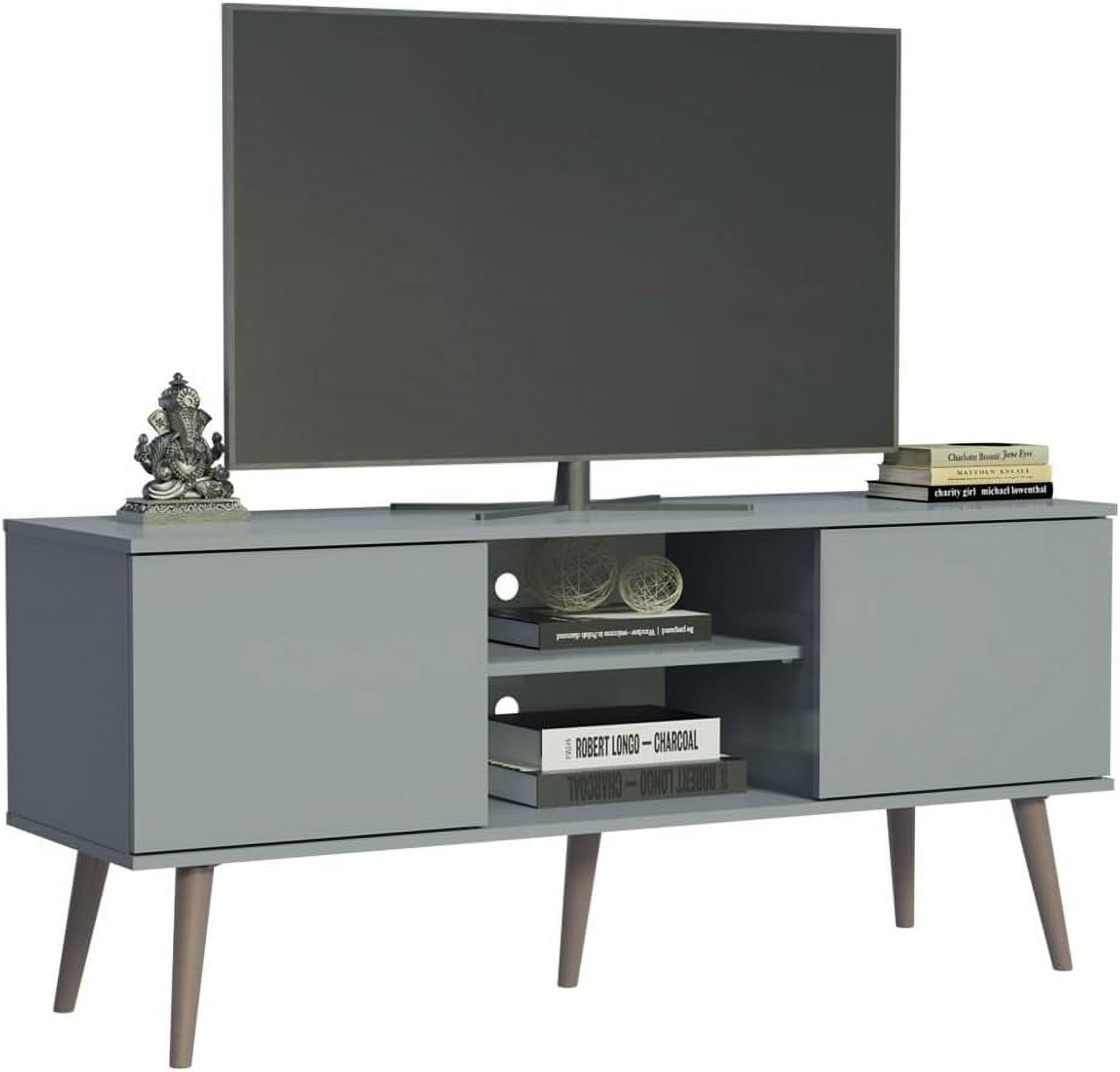 Madesa TV Stand Console with 2 Doors and 2 Shelves with Cable ...