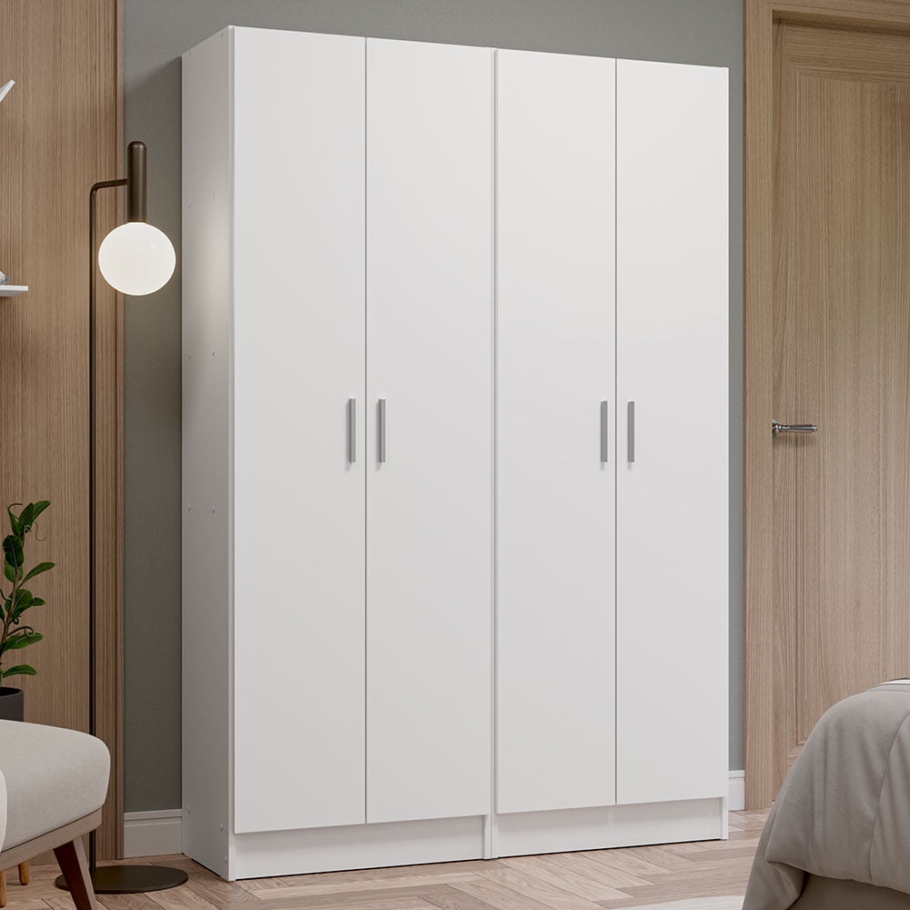 Madesa Wardrobe Armoire Closet Pantry Storage Cabinet with 4 Doors and ...