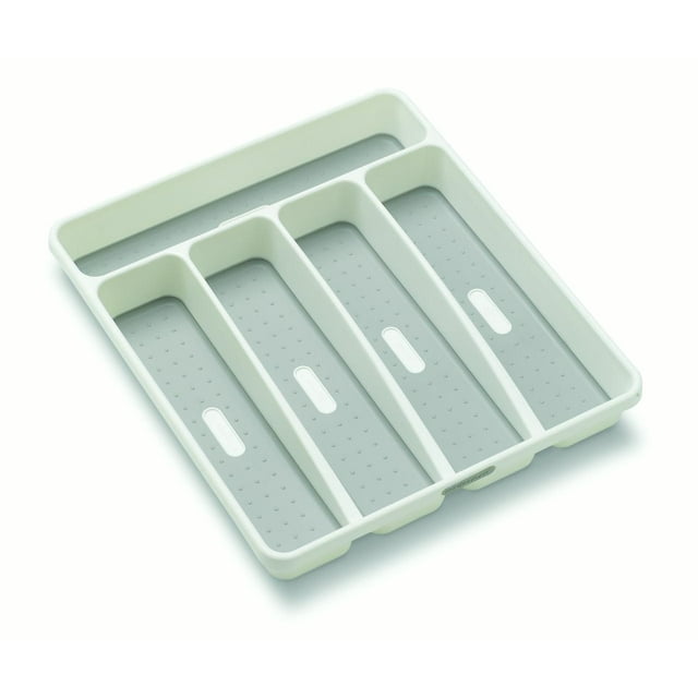 Madesmart Classic Small Silverware Tray with 5 Compartments, White ...