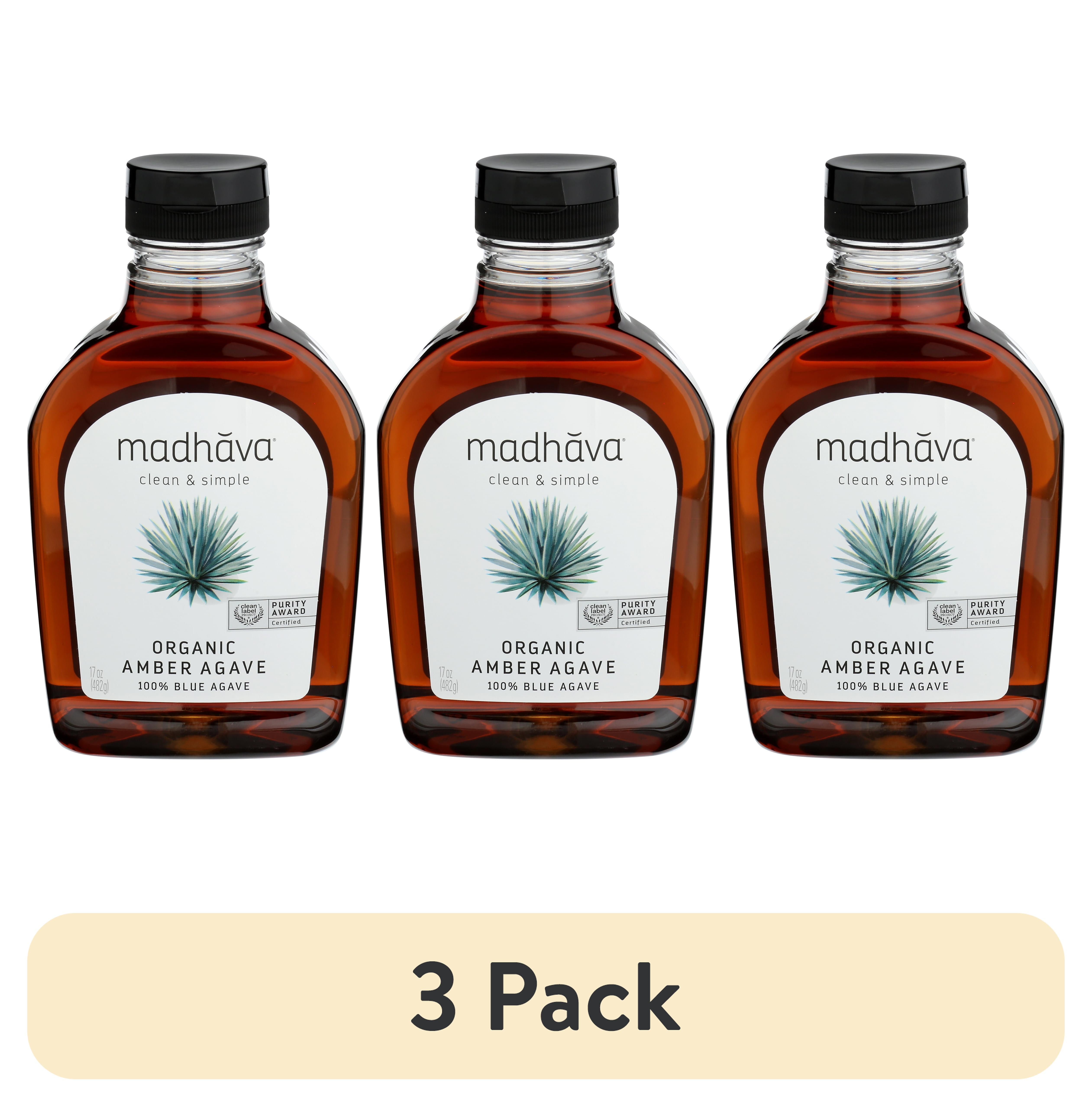 (3 pack) Madhava Agave Nectar Raw Amber Honey, Gluten Free, Shelf ...