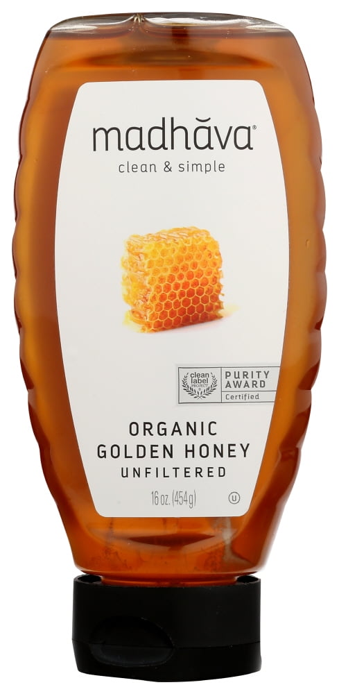 Madhava Organic Golden Honey, 16 Oz - All-Natural, Non-GMO, Free of ...
