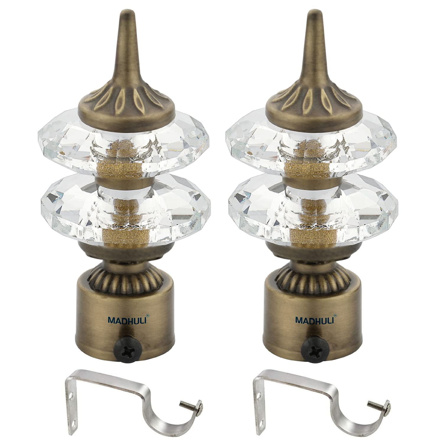 Madhuli Diamond Curtain Finial Antique Finish Curtain Bracket Curtain ...