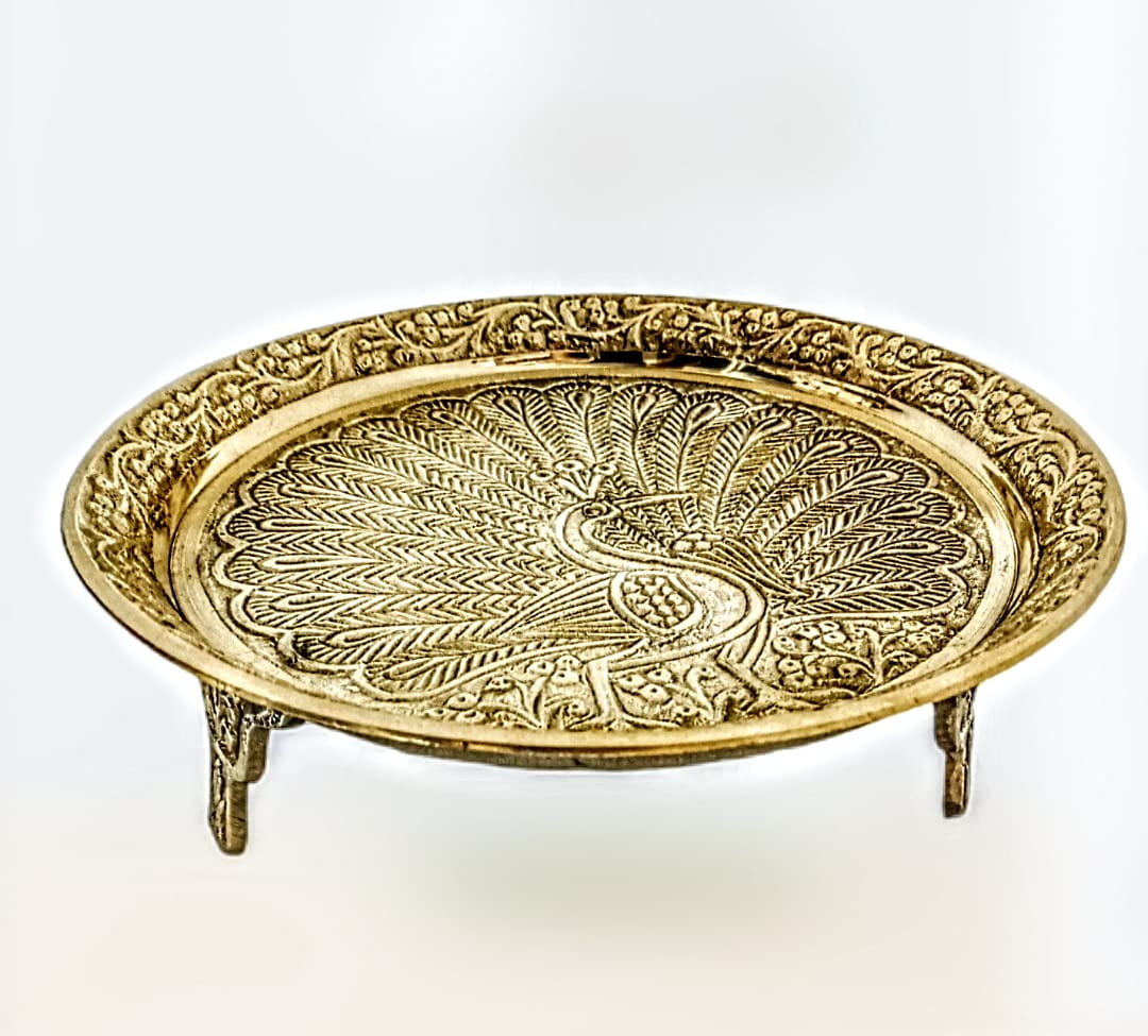 Madhura eStores Brass Decorative Round Pooja Kamatshi Diya Stool Stand ...
