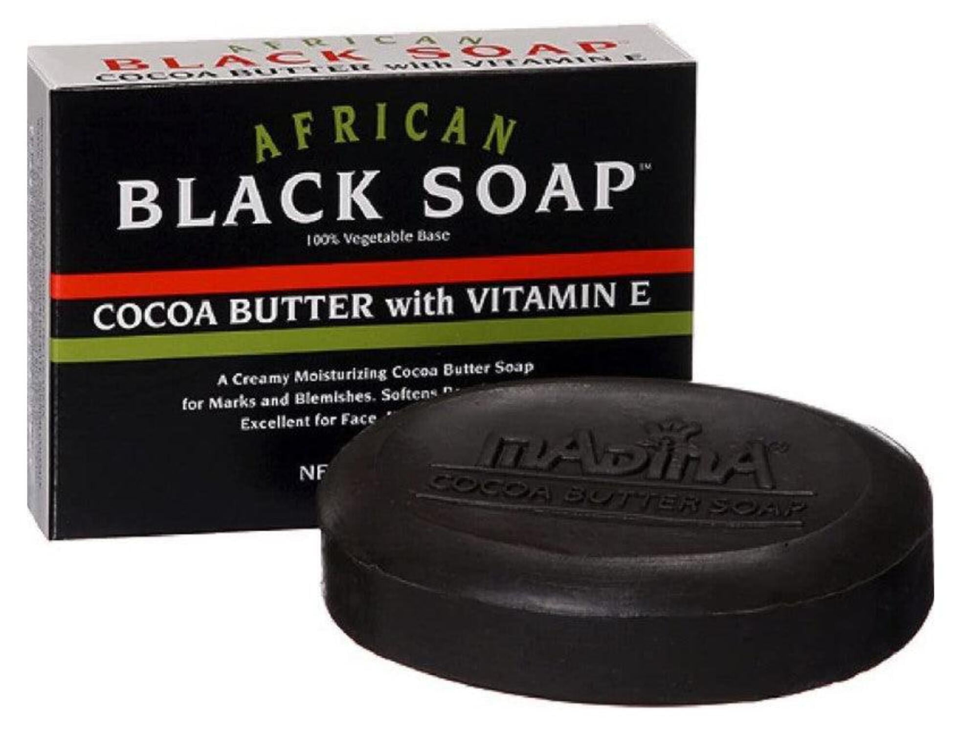 Madina African Black Soap Cocoa Butter with Vitamin E, 3.5 oz (Pack of ...