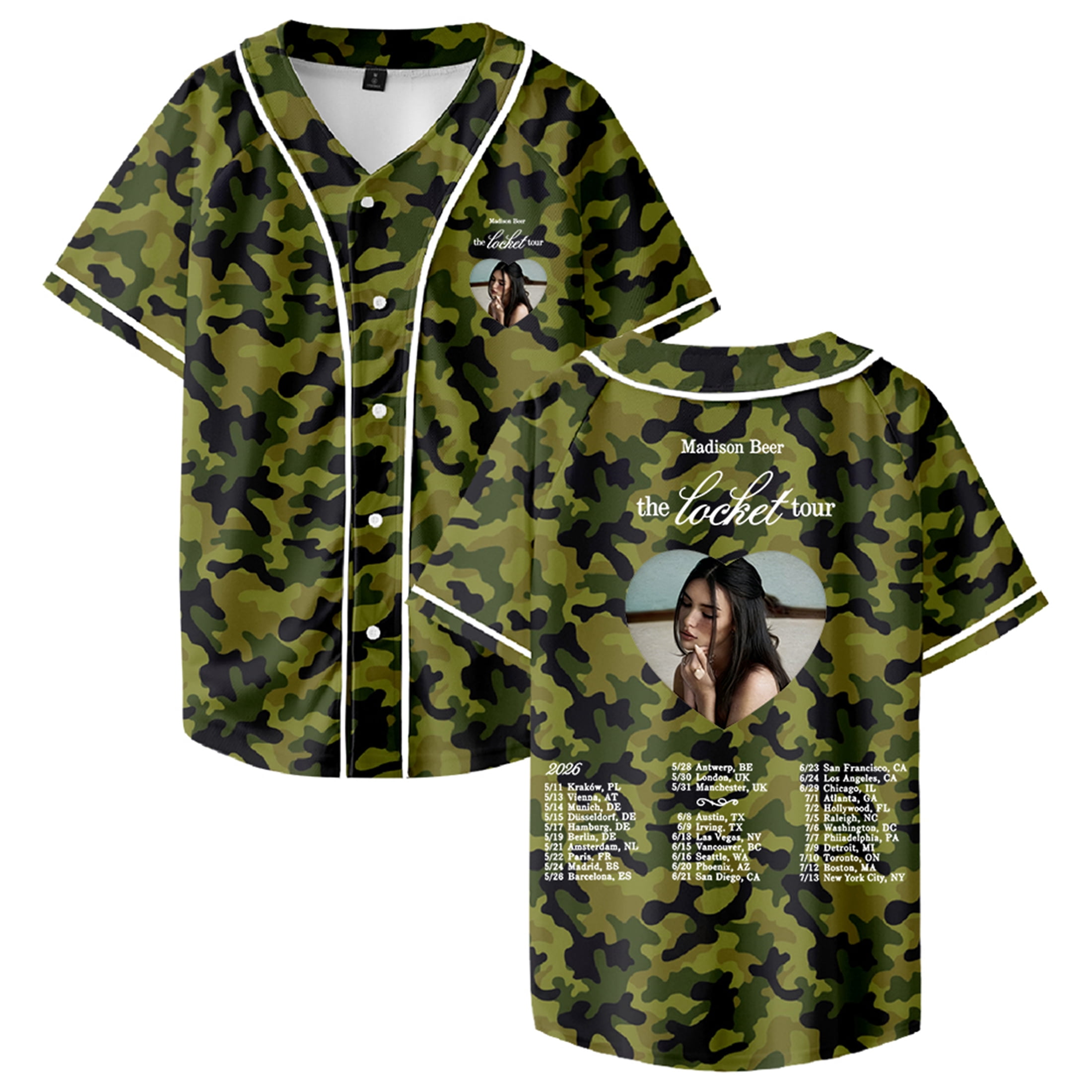 Madison Beer The Locket Tour 2026 Baseball Jersey Short Sleeve Men ...