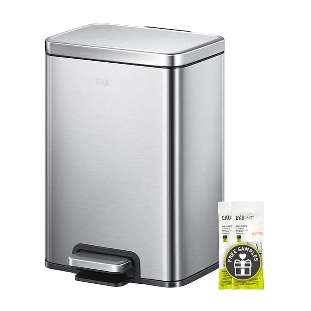 Madison Brushed Stainless 25L+20L Dual Compartment Step Trash Can with ...