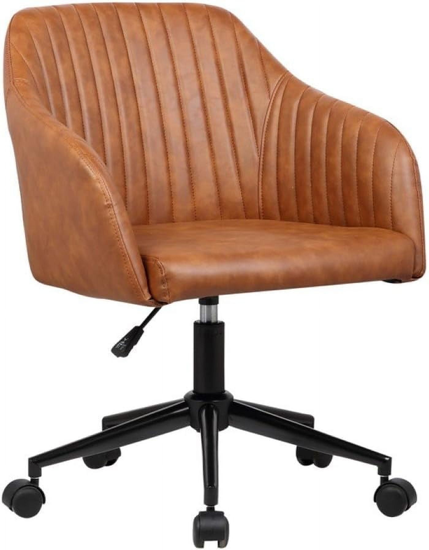 Madison Chair with Mid-Height Padded Back and Armrests in Tufted PU ...