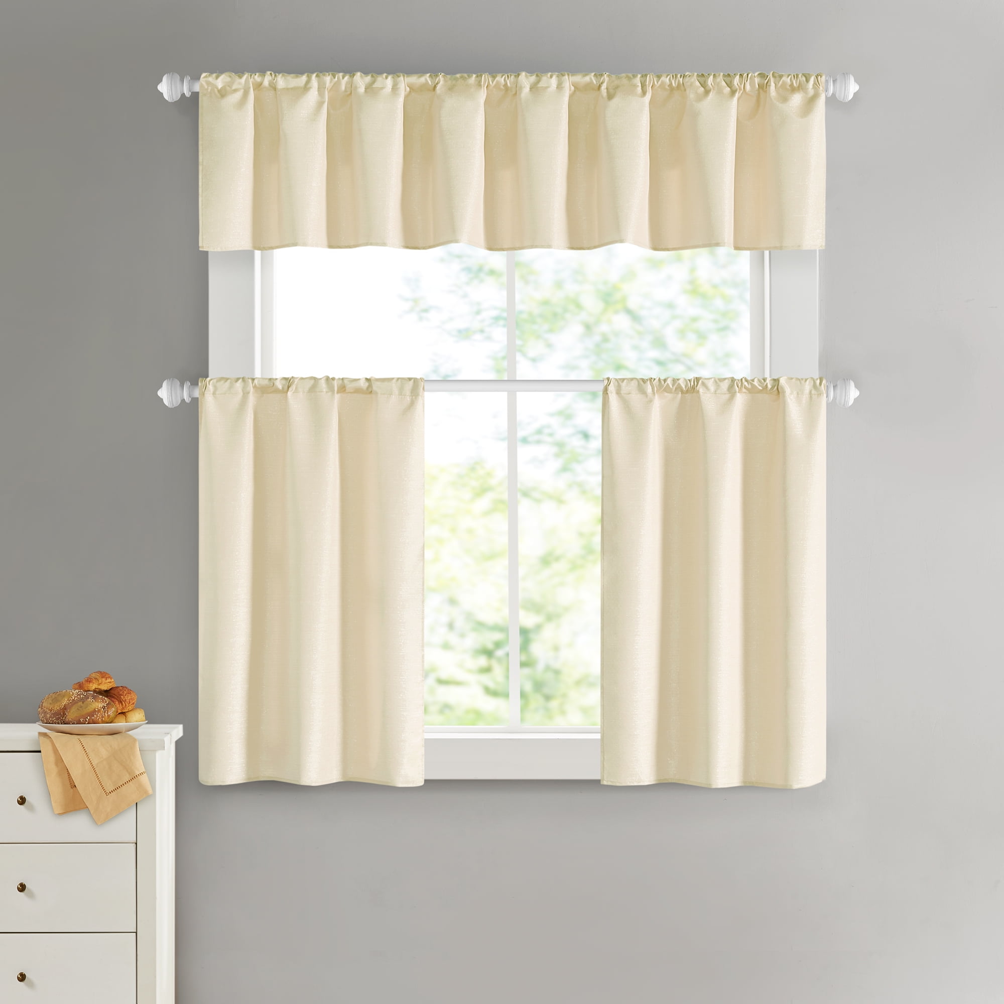 Madison Classics Fiona Ivory Kitchen Tier and Valance 3-piece Set ...