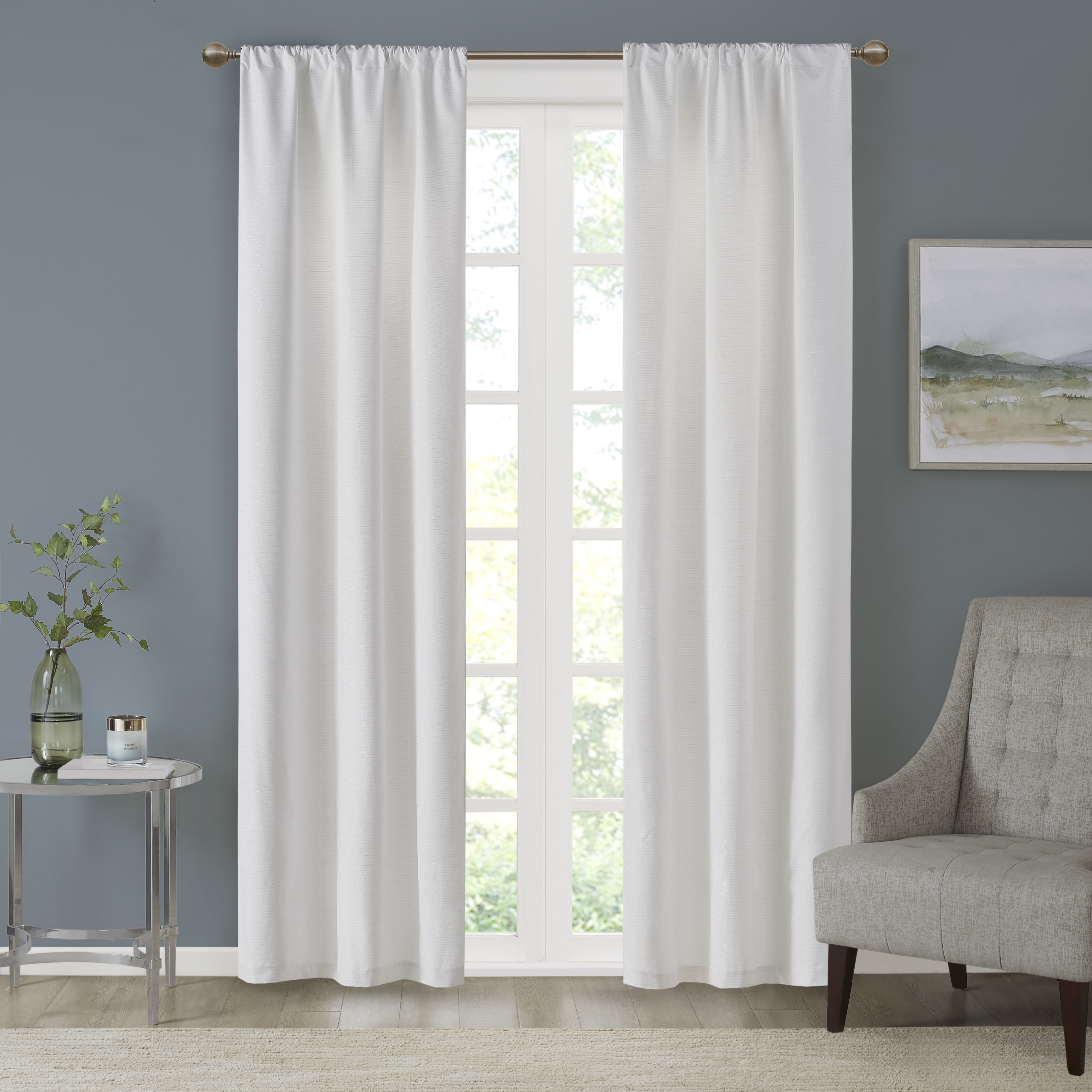 Madison Classics Solid Therm Weave 1 Piece White Room Darkening Window ...