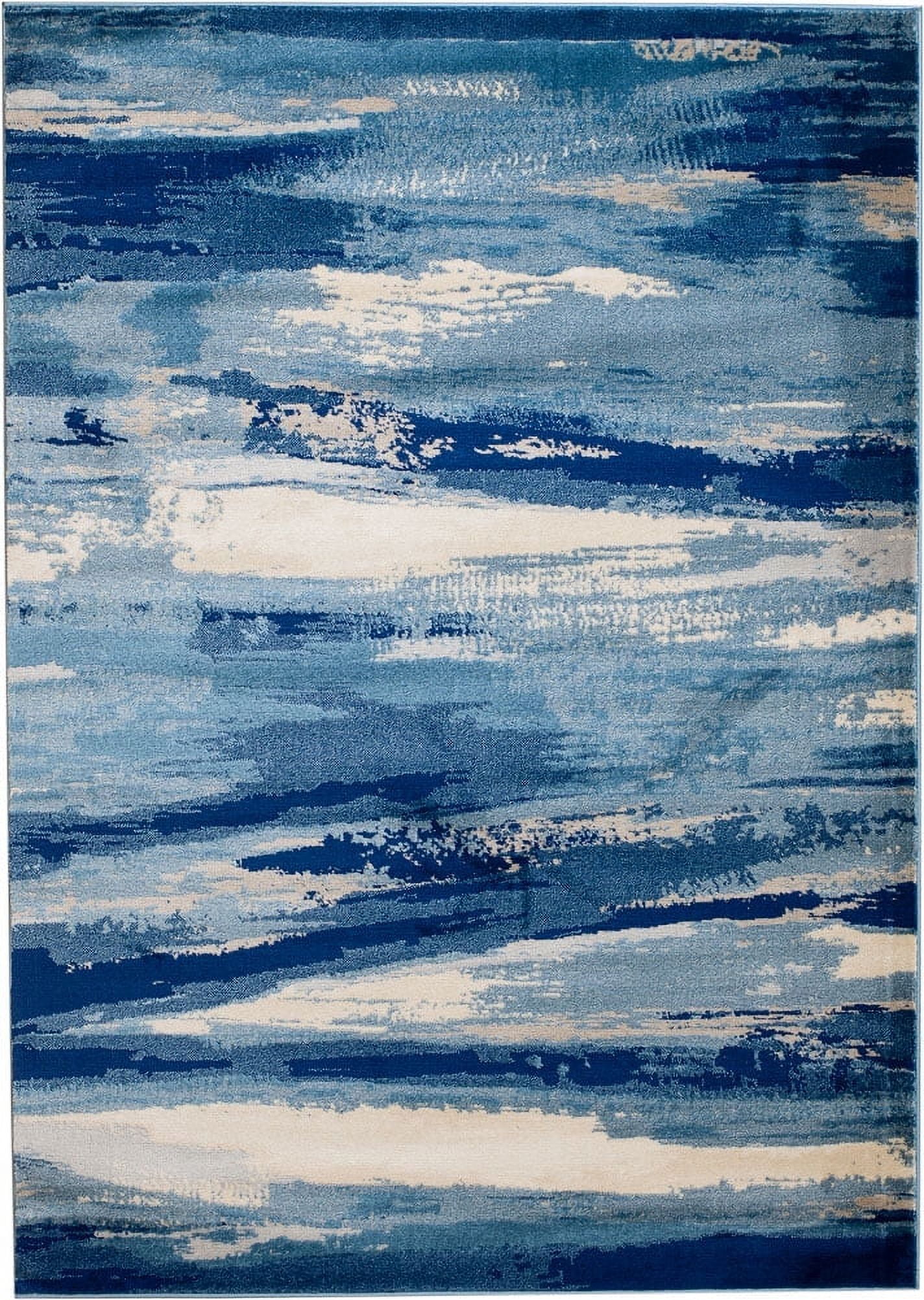 Madison Collection - 2x3 Abstract Blue/Cream Modern Area Rug (Multiple ...