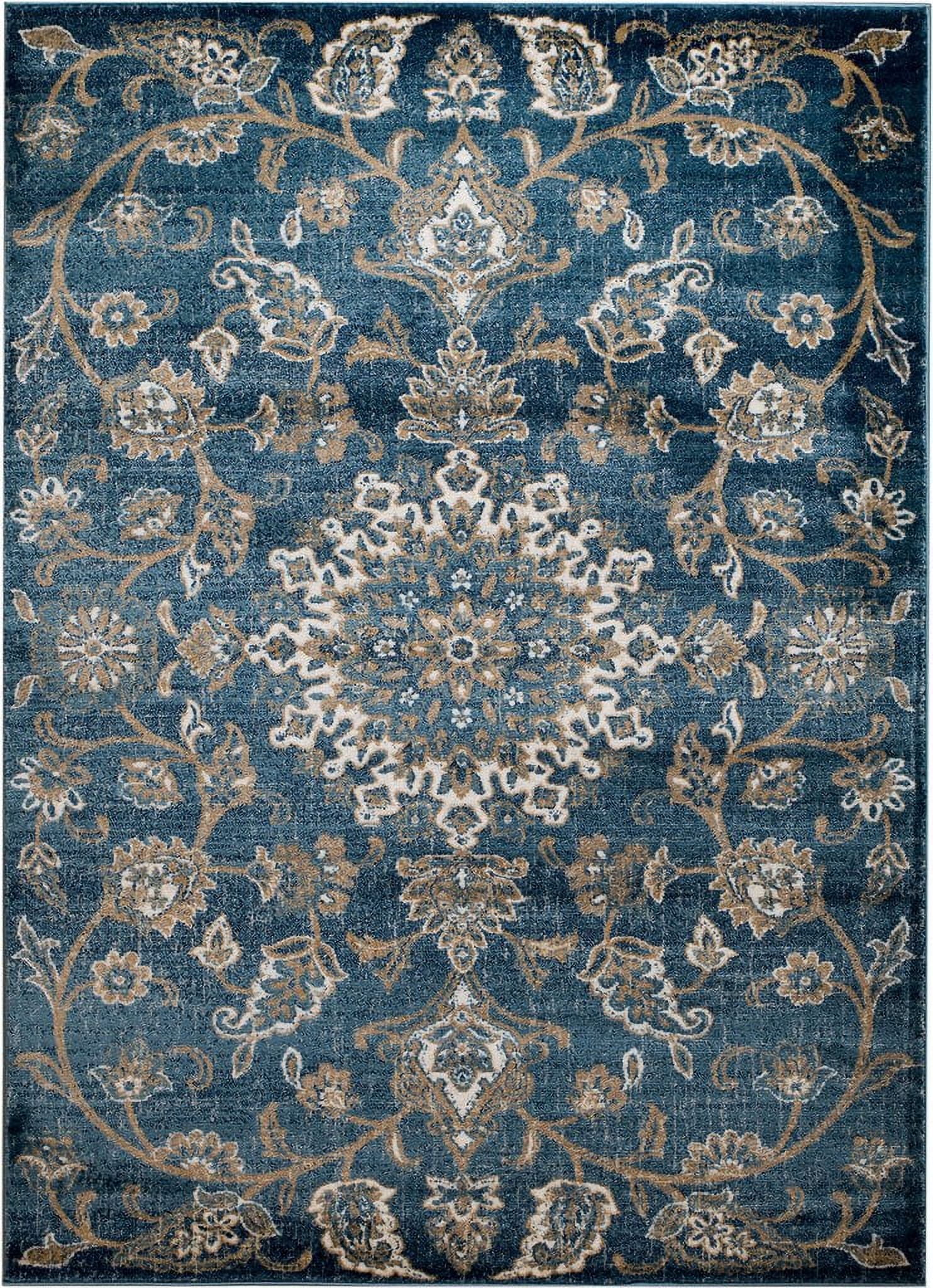 Madison Collection - 4x5 Oriental Blue Traditional Area Rug (Multiple ...