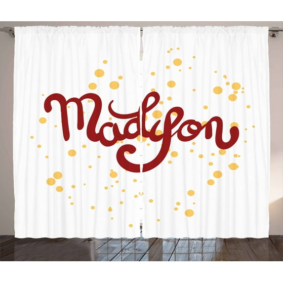 Ambesonne Madison Curtains 2 Panel Set, Cursive Alphabet Design, 108" x ...