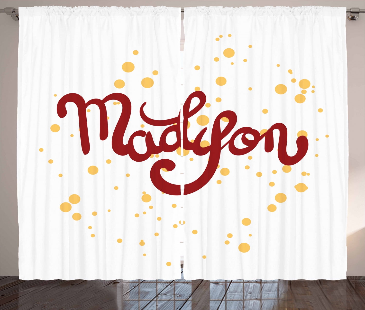 Ambesonne Madison Curtains 2 Panel Set, Cursive Alphabet Design, 108" x ...