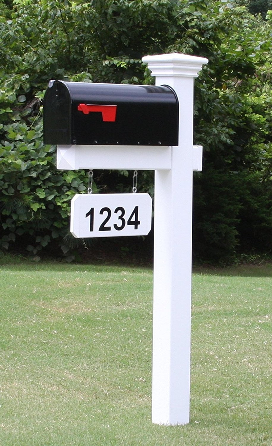 Madison Home Outdoor Steel Mailbox System with White Vinyl Post Combo ...