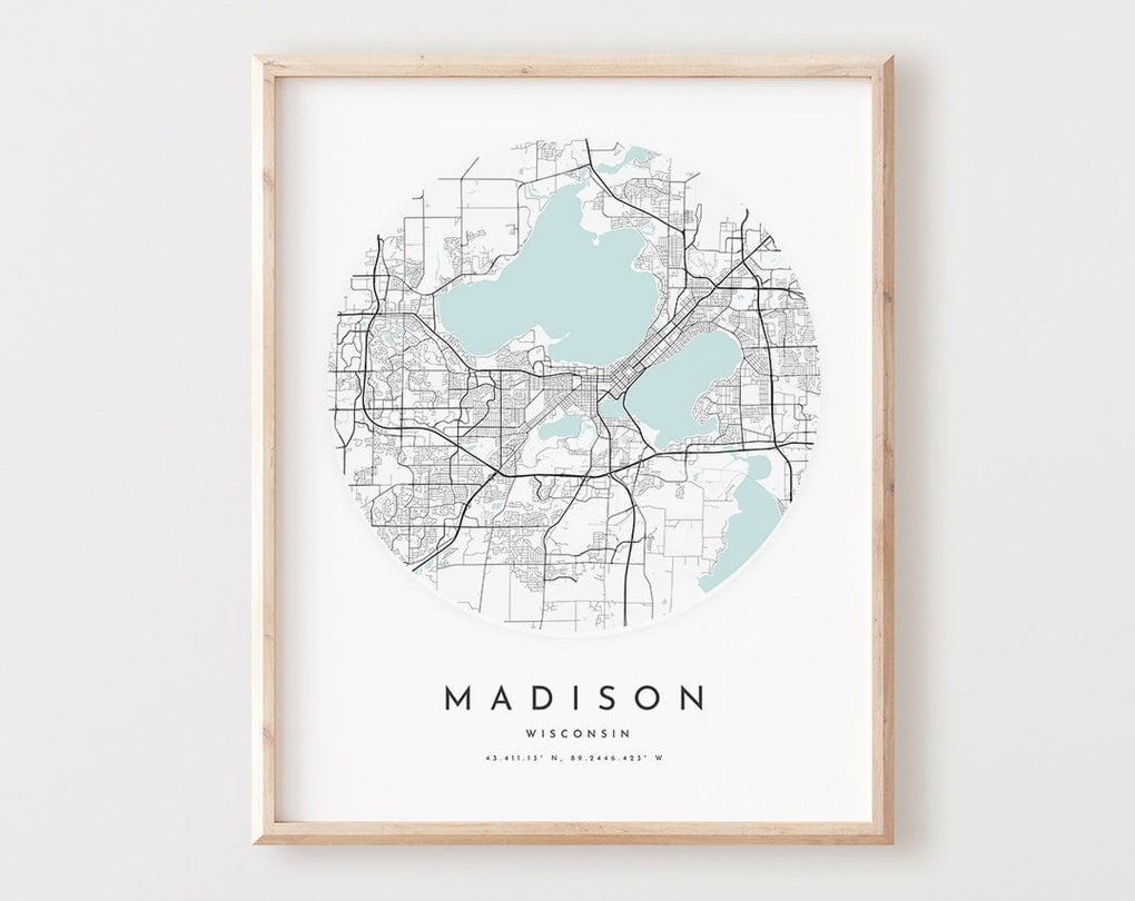 Madison Map Print, Madison Map Poster City Wall Art, Wi Road Map ...