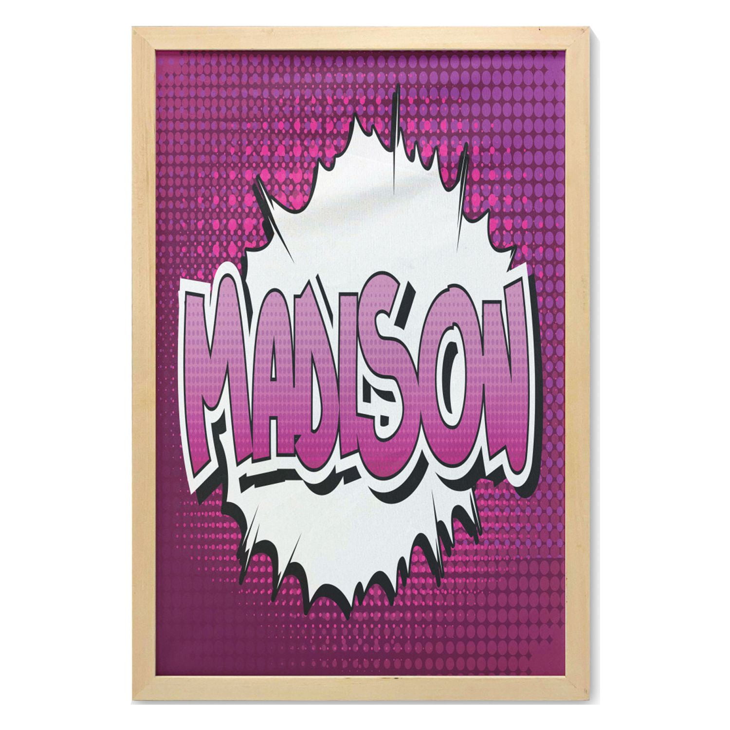 Madison Name Wall Art with Frame, Female in Feminine Colors for Girls ...