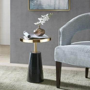 Furniture of America Saz Metal Stone Top End Table, Black - Walmart.com