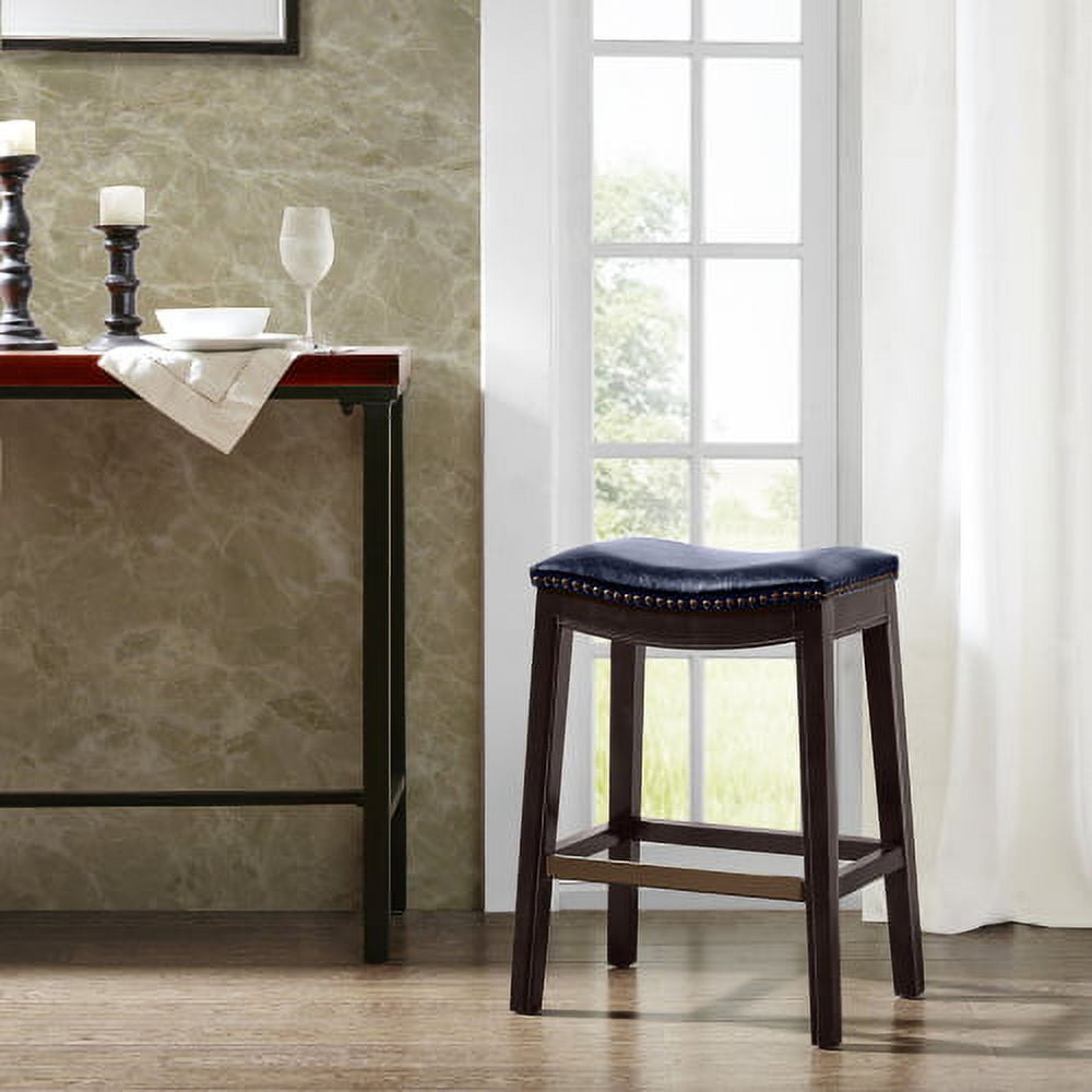 Madison Park Belfast Bar Stools, Contour Fabric Padded Seat, Nail Head ...