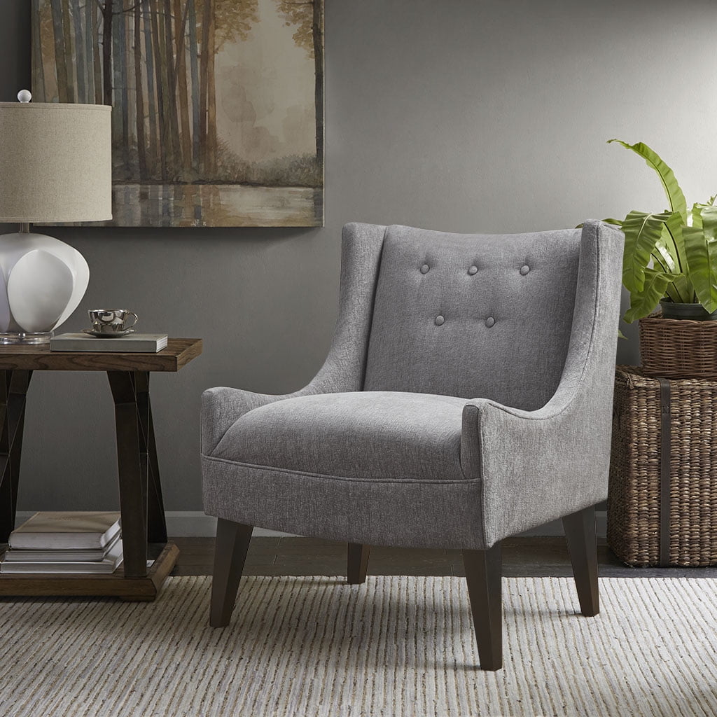Madison Park Malabar Solid Wood and Polyester Accent Chair in Gray ...